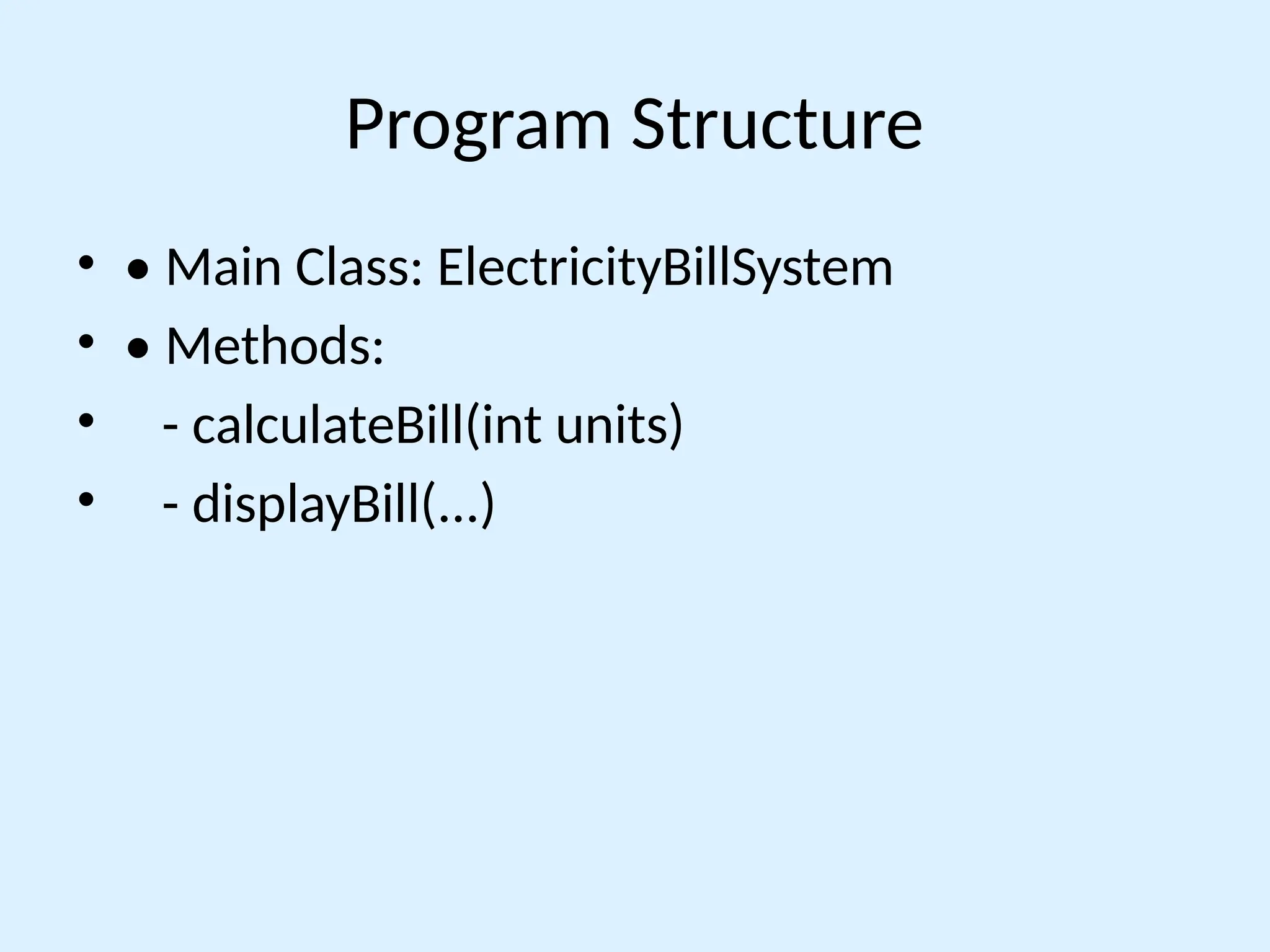 Electricity billing system contain java console application | PPTX