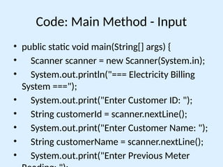 Electricity billing system contain java console application | PPTX