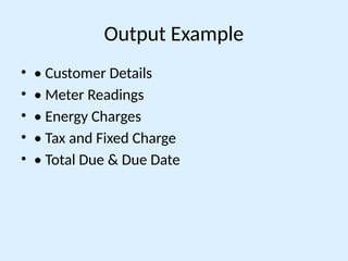 Electricity billing system contain java console application | PPTX