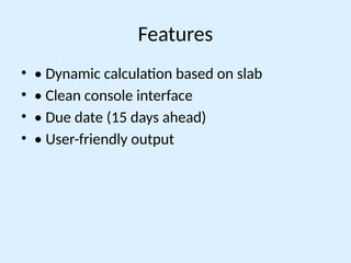 Electricity billing system contain java console application | PPTX