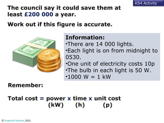 Electricity calculations | PPT | Science
