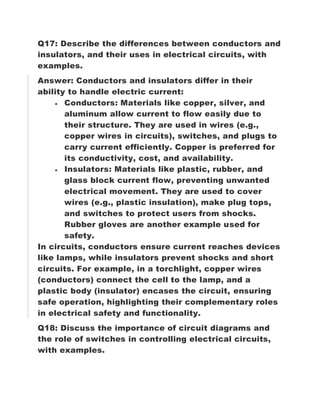 Electricity circuits and their components 7th class Questions and ...