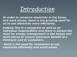 Electricity conservation. | PPTX