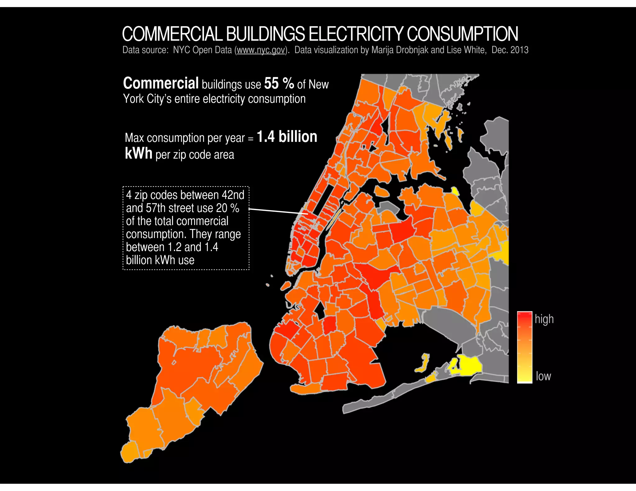 Data visualization of NYC's electricity consumption in 2010 per ...