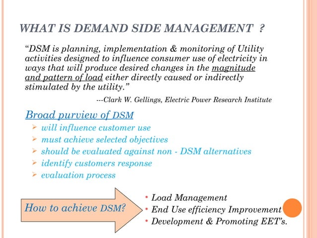 Electricity demand side management and end use efficiency | PPT