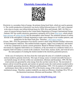 Electricity Essay | PDF | Science