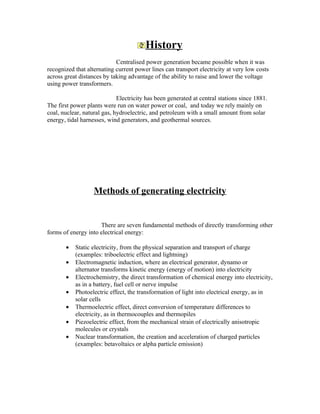 Electricity Generation | DOC