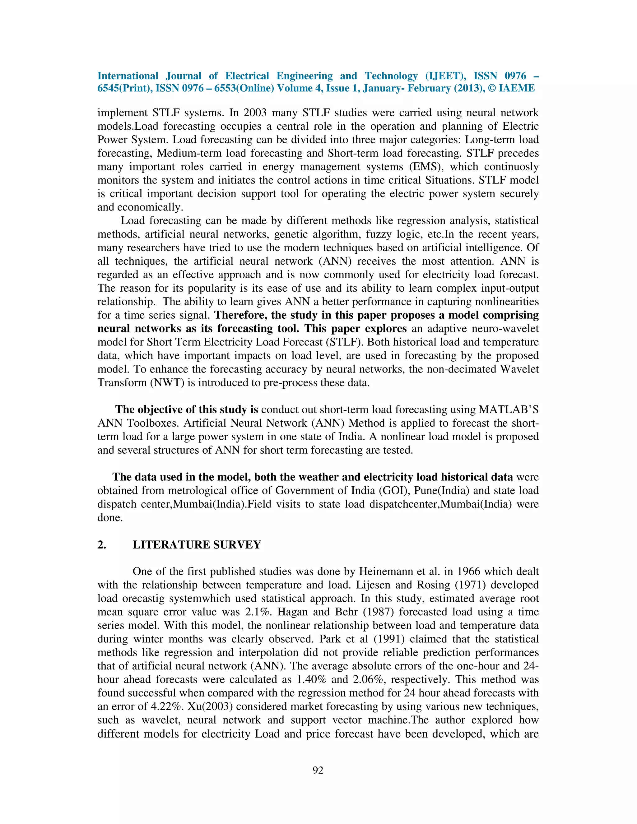 Electricity Load Forecasting By Artificial Neural Network Model Pdf