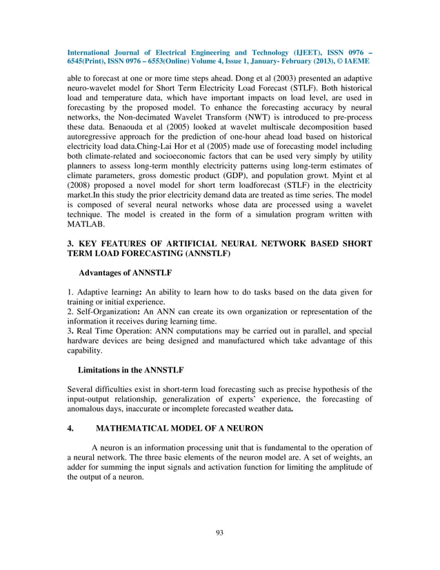 Electricity Load Forecasting By Artificial Neural Network Model Pdf