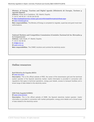 Electricity regulation in spain overview practical law1 | PDF