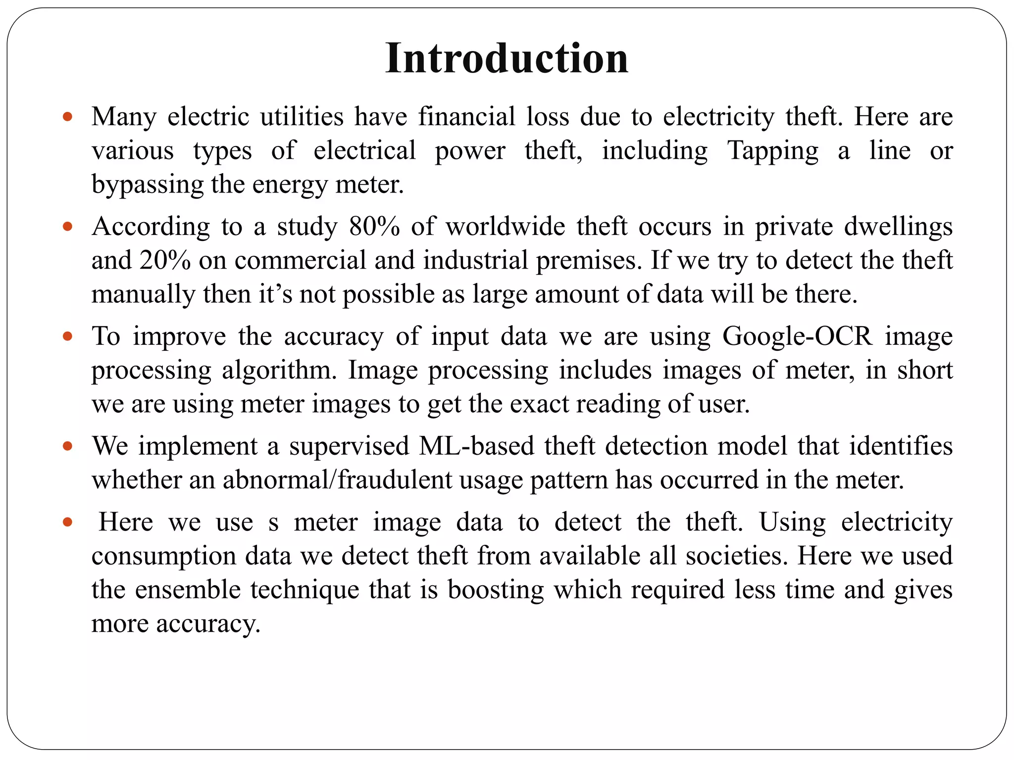Electricity theft detection using image processing | PPTX