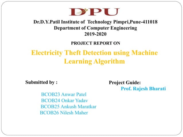 Electricity Theft Detection Using Image Processing Pptx