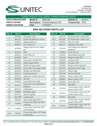 CS Unitec Electric Magnetic Drills Schematic: MAB 485 | PDF