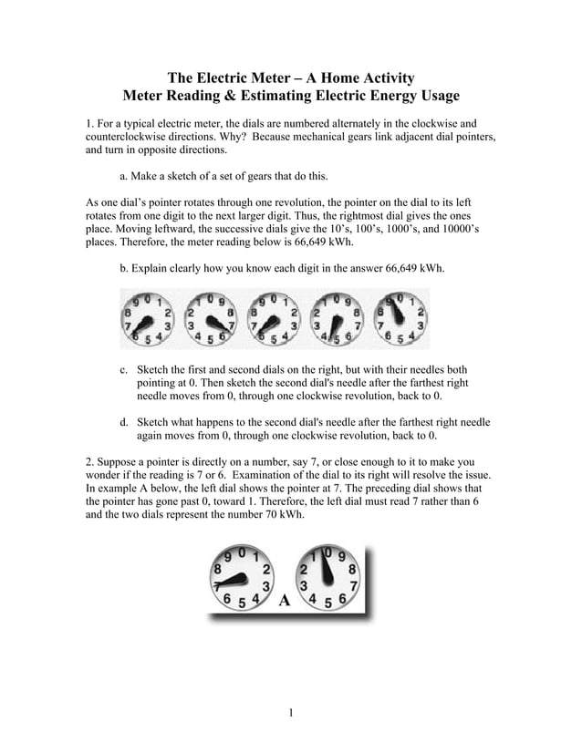 Electric meter reading | PDF | Gas and Electric | Home Utilities