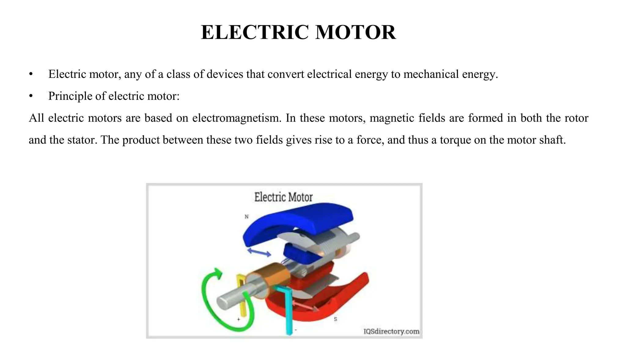 Electric Motor and its types and working principle | PPTX