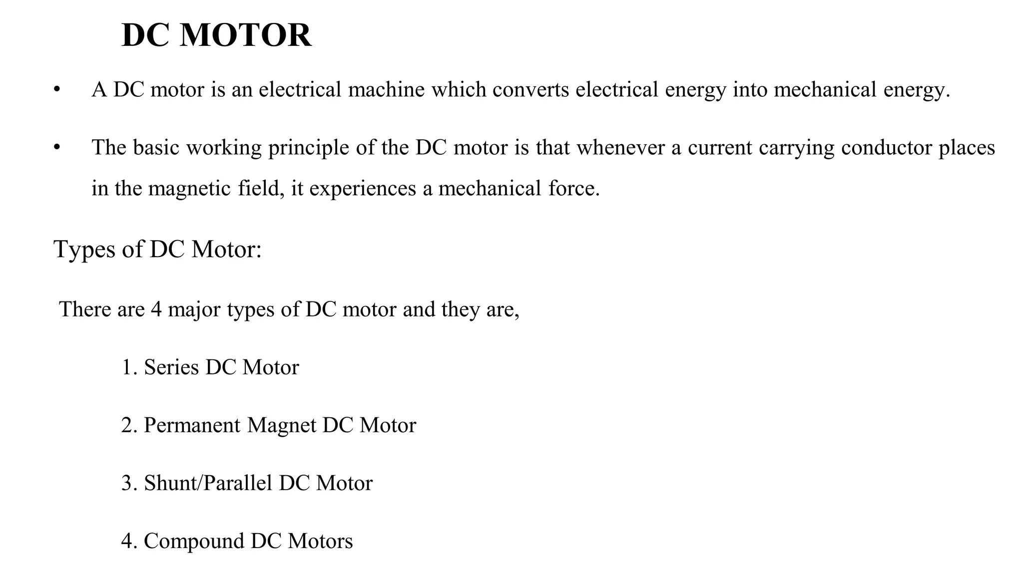 Electric Motor and its types and working principle | PPTX