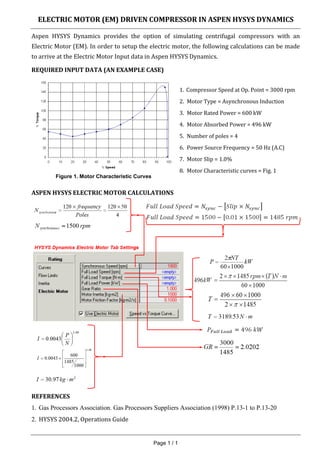 ELECTRIC MOTOR (EM) DRIVEN COMPRESSOR IN ASPEN HYSYS DYNAMICS | PDF