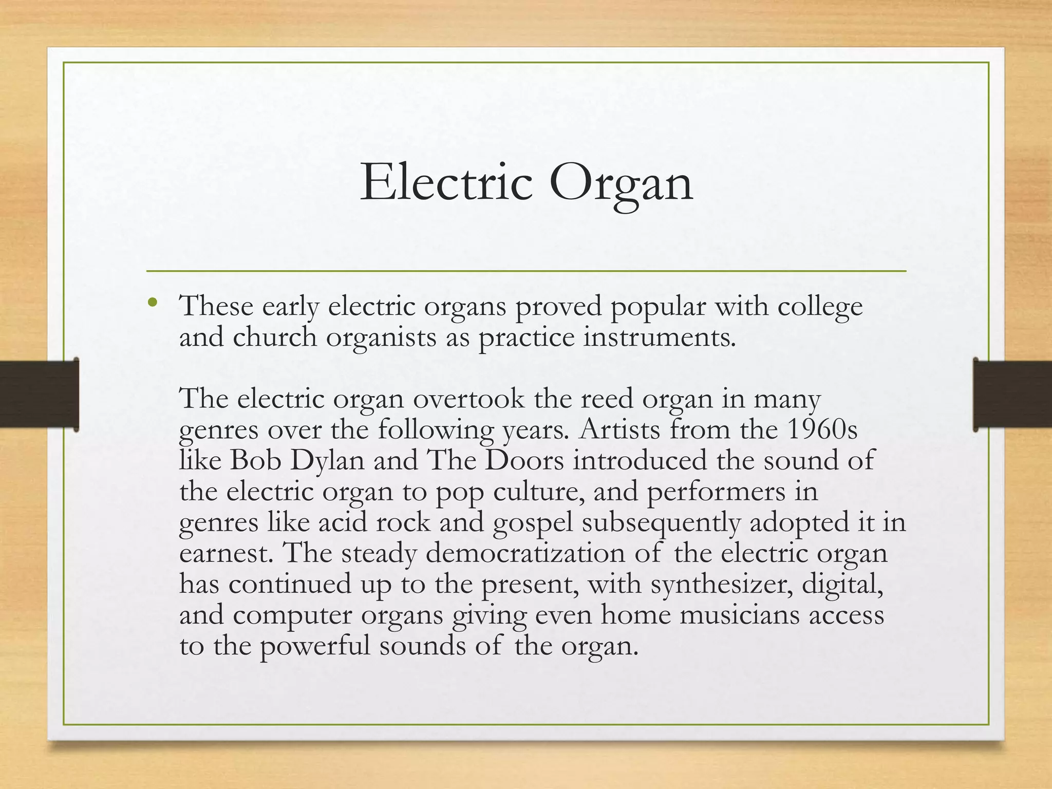 The Rise in Popularity of the Electric Organ | PPTX | Dance and ...