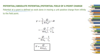 Electric potential, Electric Field and Potential due to dipole | PPTX