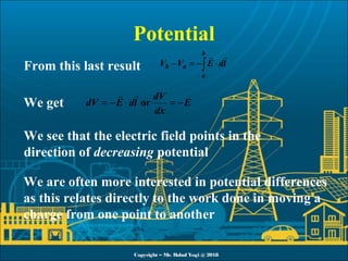 Electric Potential And Gradient - Fied Theory | PPT