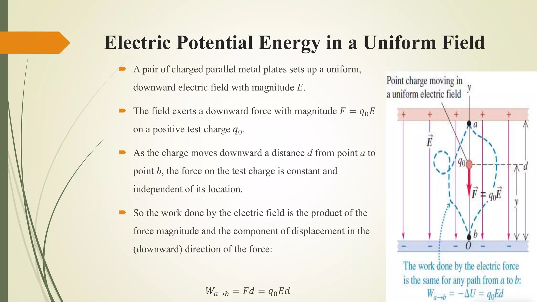 Electric potential energy in a uniform field | PPT