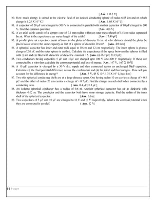 Electric potential numericals | DOCX