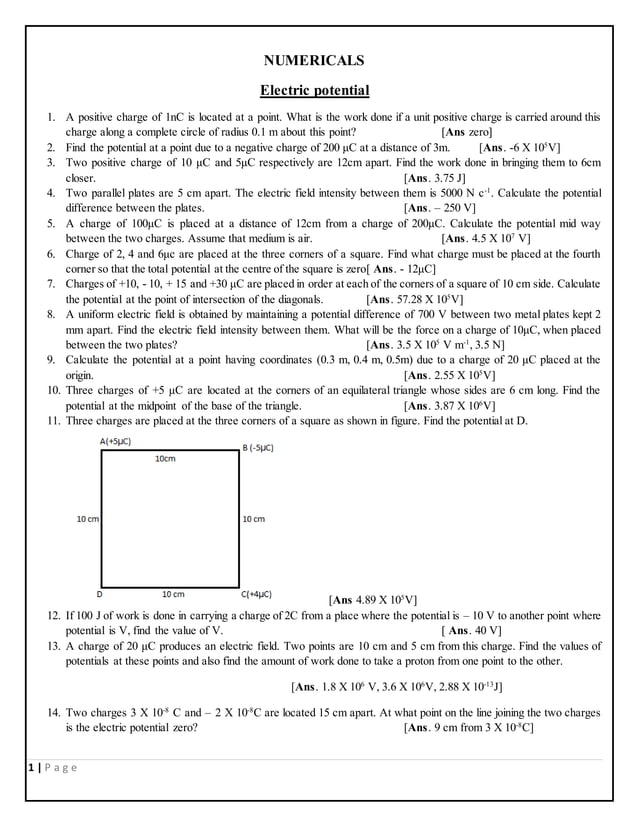 Electric Potential and Capacitance Problems | PDF