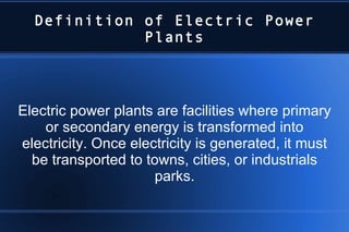 Electric power plants | ODP
