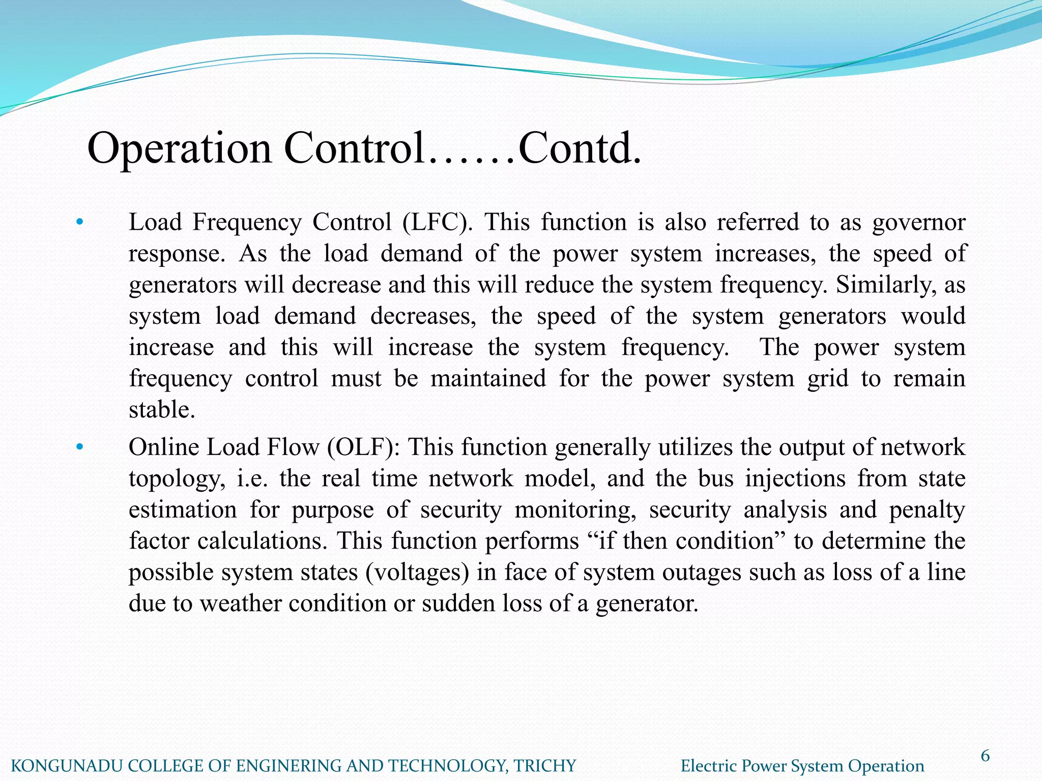Electric power system operation. | PPTX