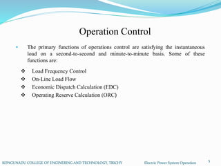 Electric power system operation. | PPTX