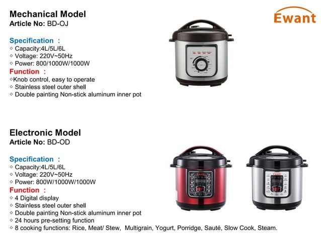 Ewant Electric pressure cooker | PPT