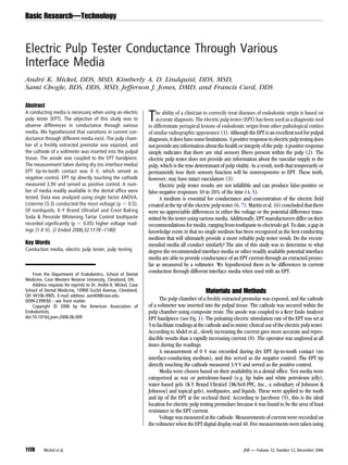 Electric pulp tester conductance through various interface m | PDF ...