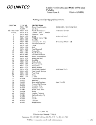 CS Unitec Electric Reciprocating Saw: 5 6002 0000 | PDF