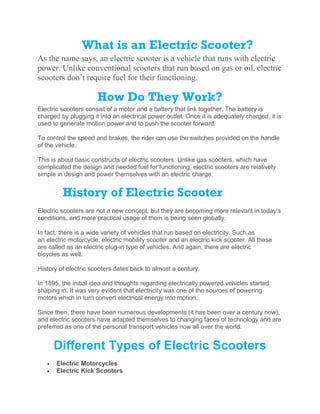 Electric scooter Information | PDF