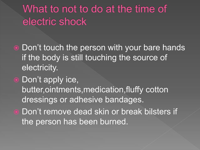 Electric shock and their first aid | PPTX | First Aid | Injuries
