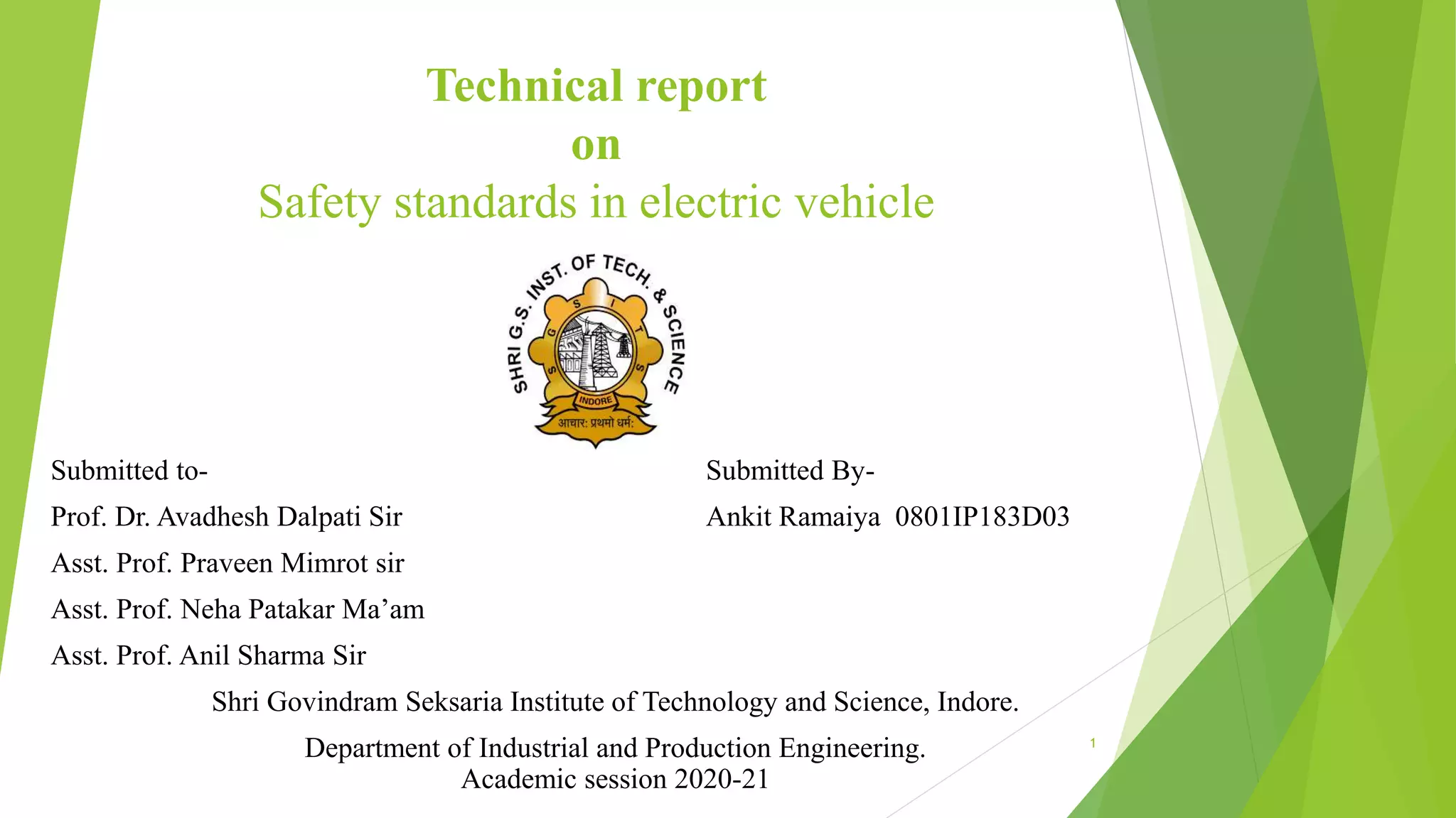 safety standards in Electric vehicle | PPTX