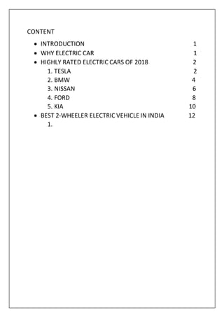 Electric vehicle report | DOCX