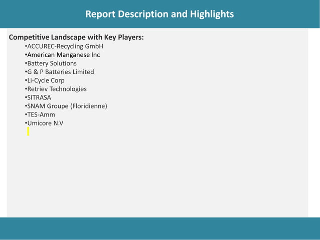 Electric Vehicle Battery Recycling Market PPT: Growth, Outlook, Demand, Keyplayer Analysis and ...