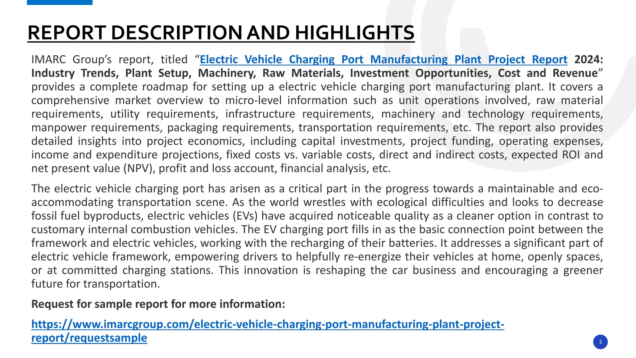 Electric Vehicle Charging Port Manufacturing Plant Project Report.pptx ...
