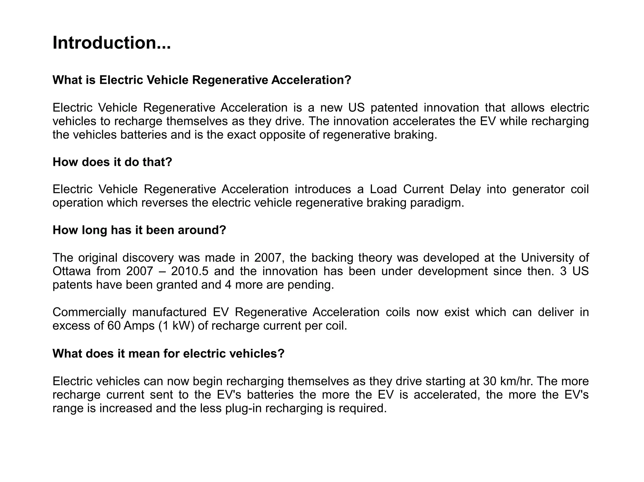 Electric Vehicle Regenerative Acceleration History and Future... | PDF