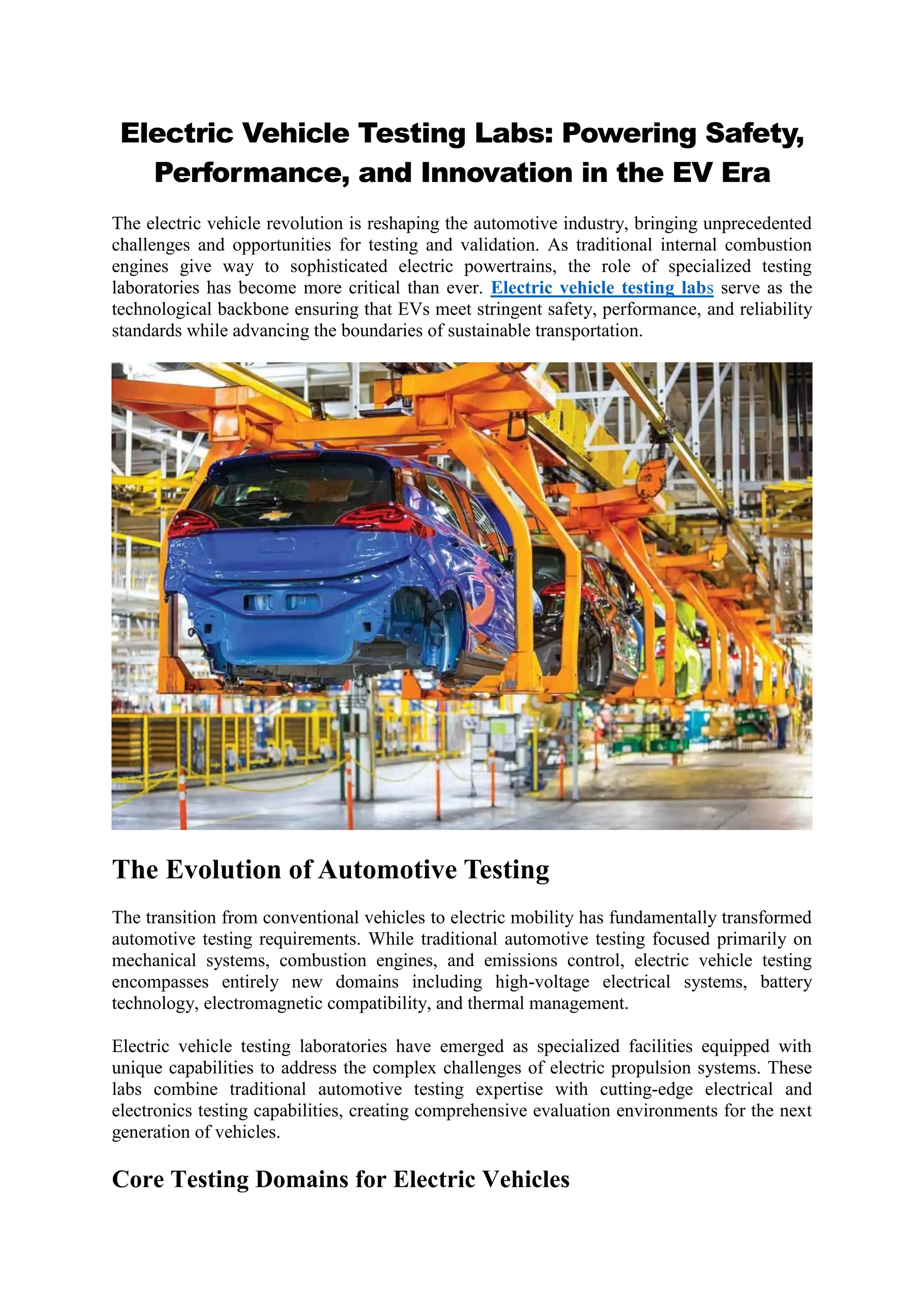 Electric Vehicle Testing Labs, Powering Safety, Performance, and ...