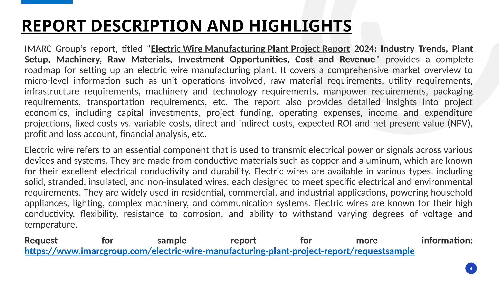 Electric Wire Manufacturing Project Report 2024 Edition | PPTX