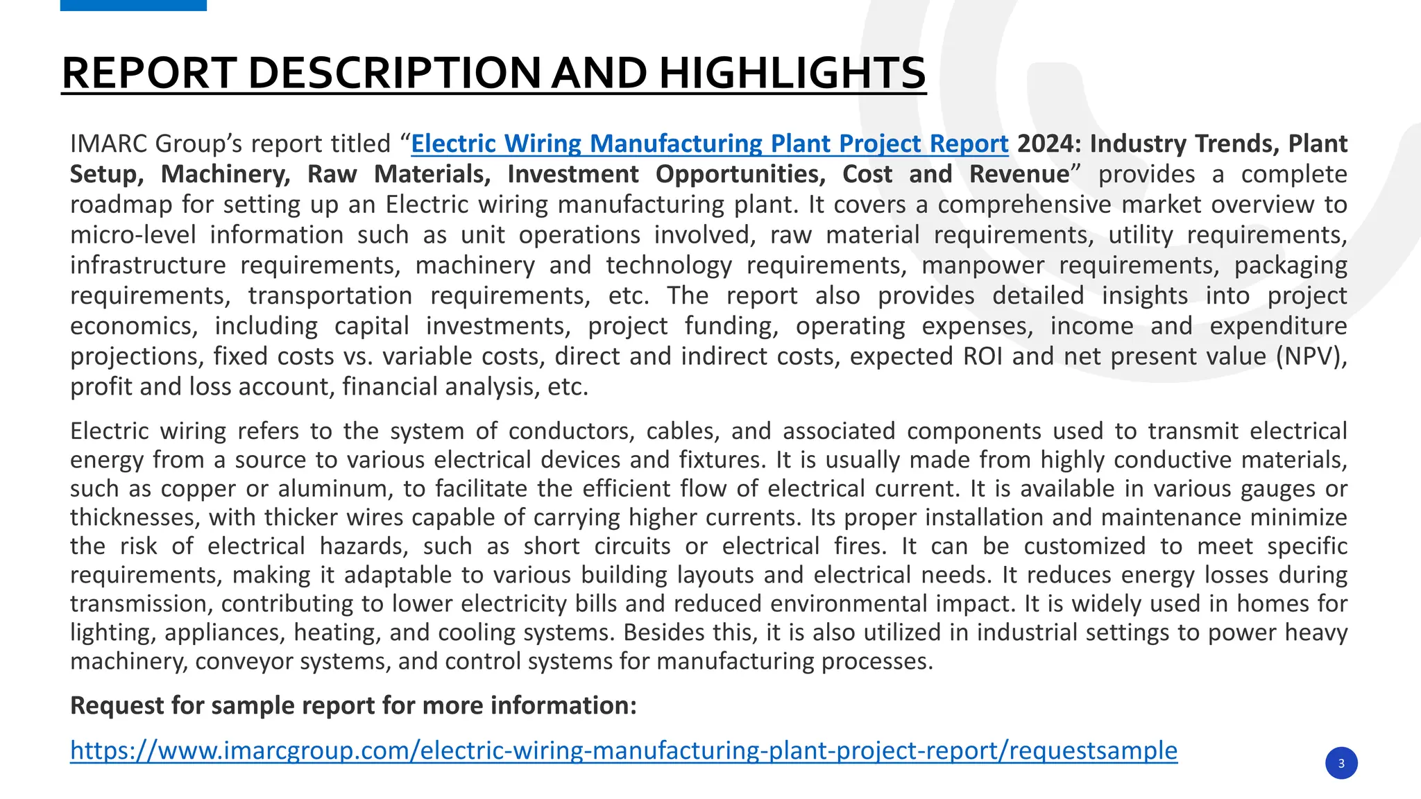 Detailed Project Report on Setting up a Electric Wiring Manufacturing ...
