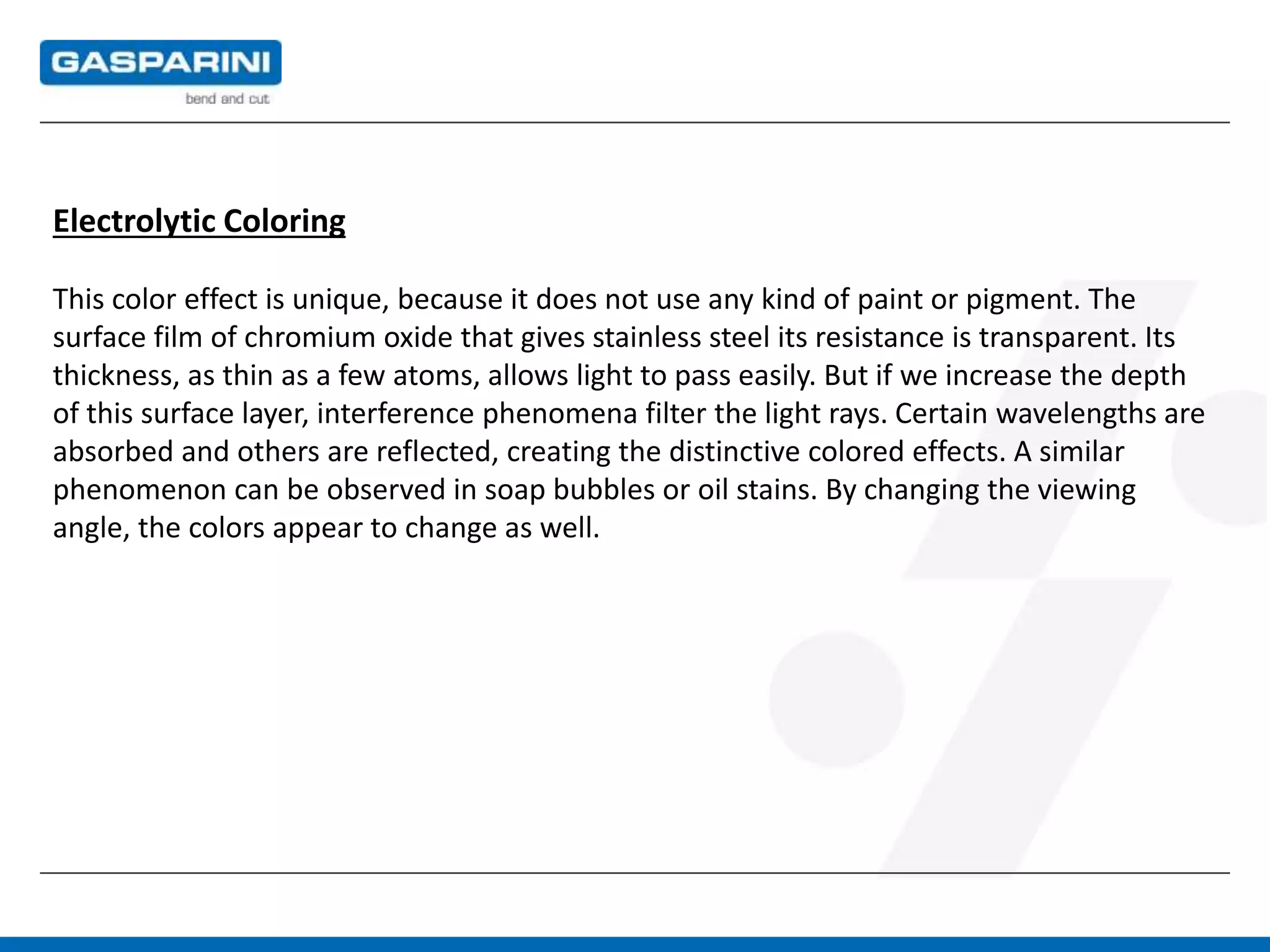 Electrochemical and chemical finishes of stainless steel - Gasparini ...