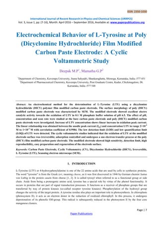 Electrochemical Behavior of L-Tyrosine at Poly (Dicyclomine ...
