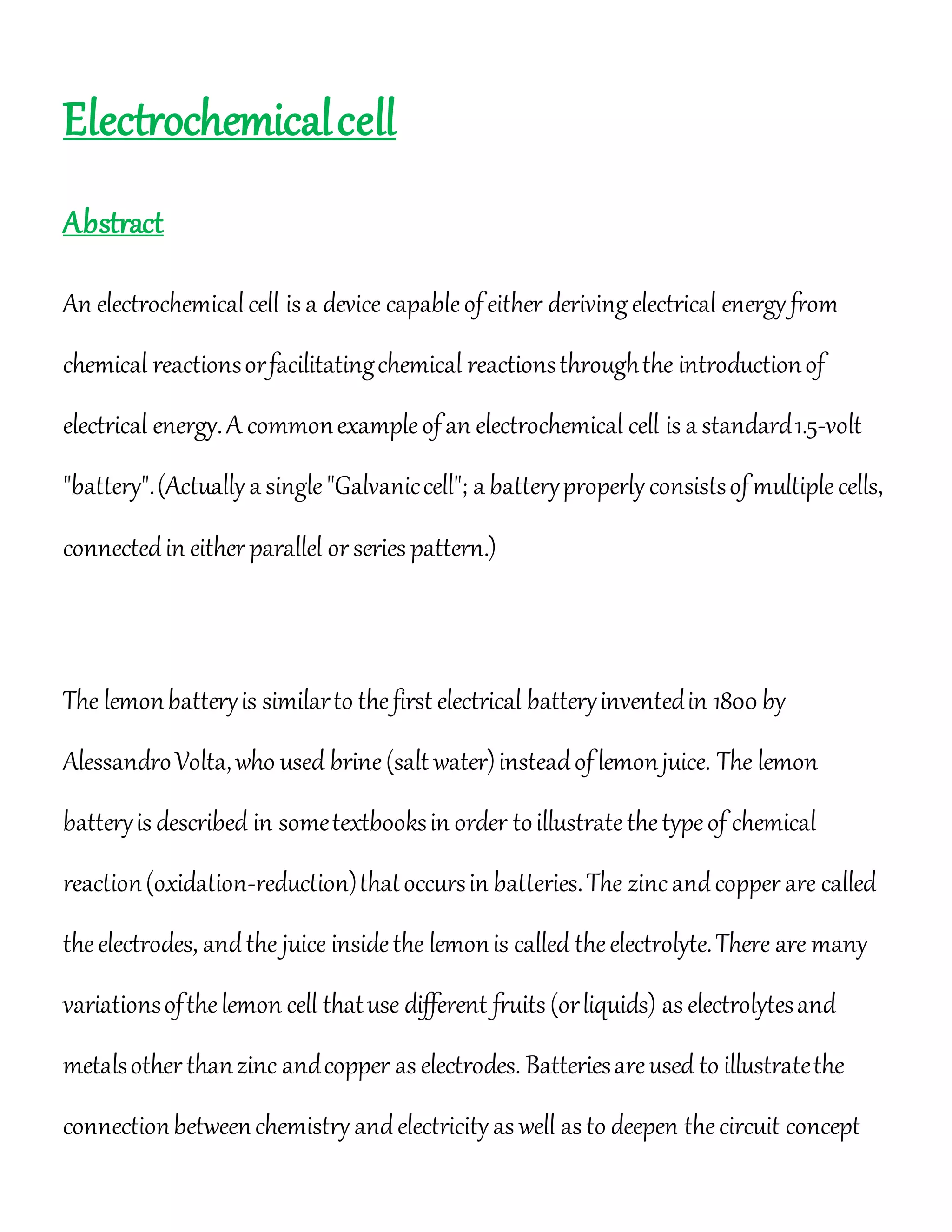 Electrochemical cell | DOCX