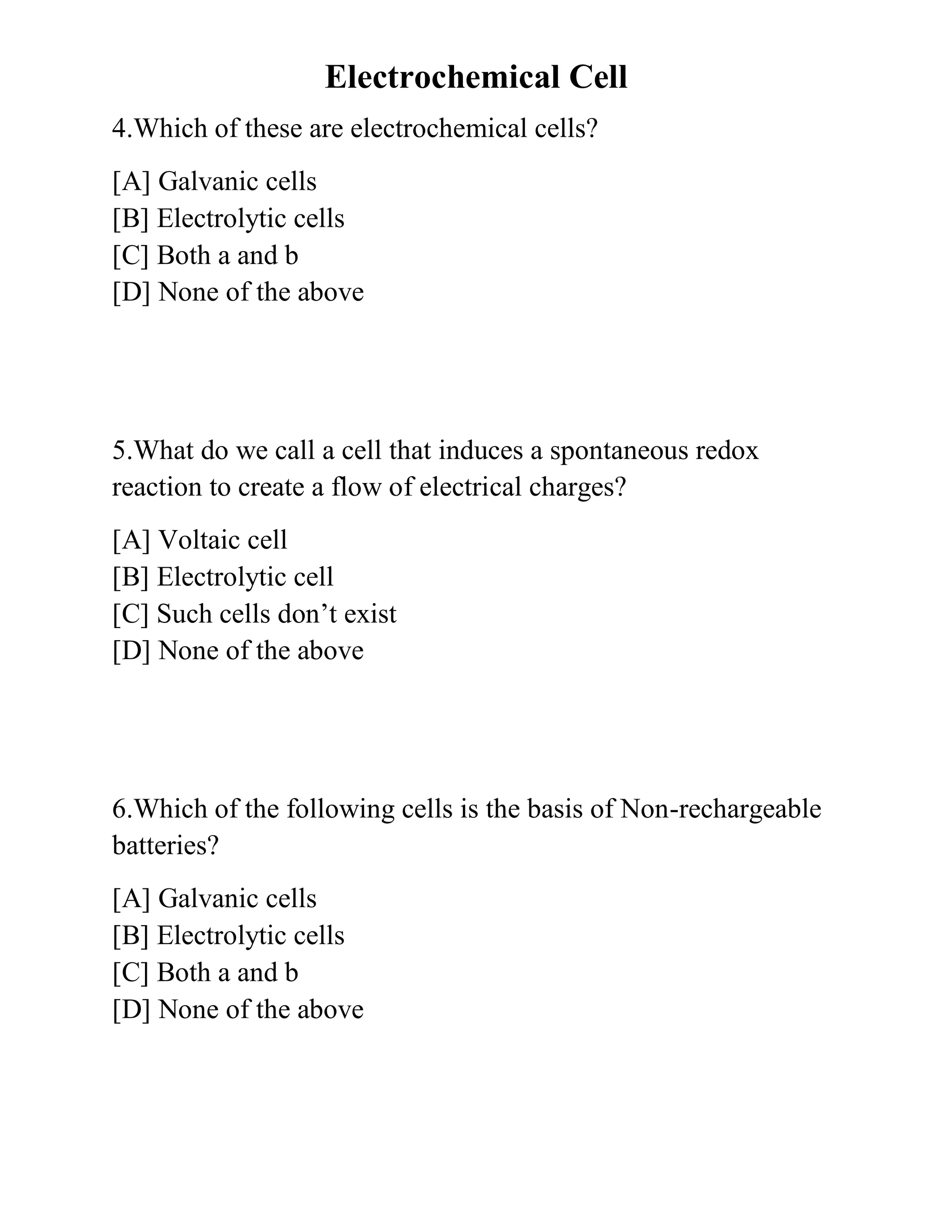 Electrochemical cell | PDF
