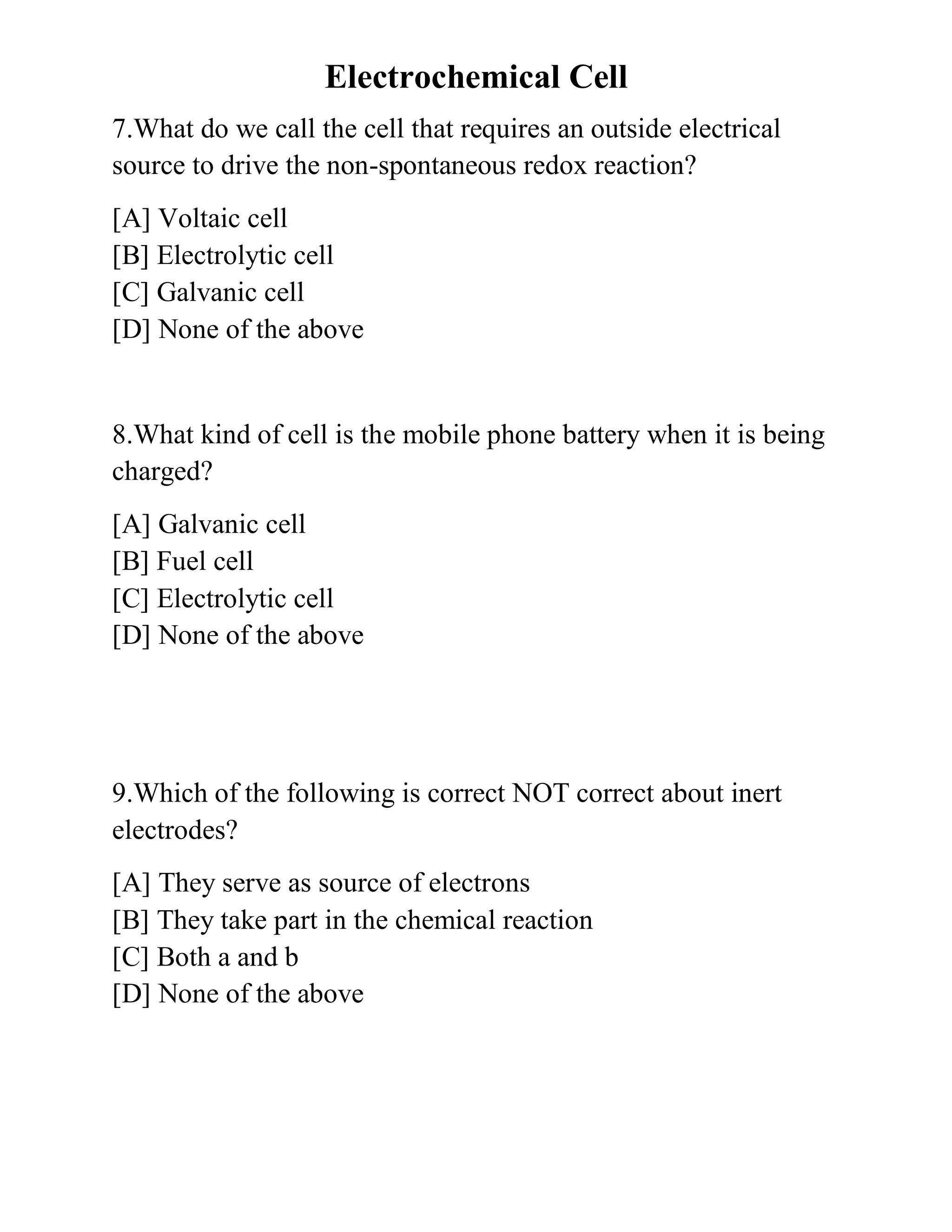 Electrochemical cell | PDF