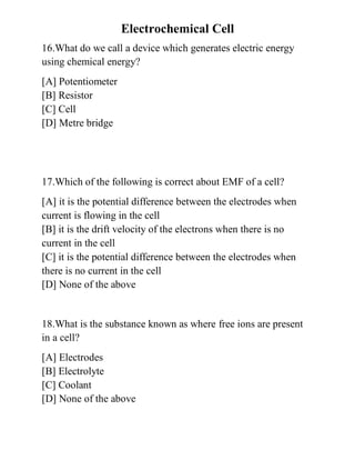 Electrochemical cell | PDF