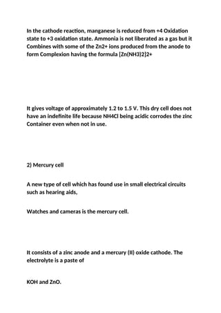 Electrochemical cell, DRY CEL,SECONDARY CELL | DOCX